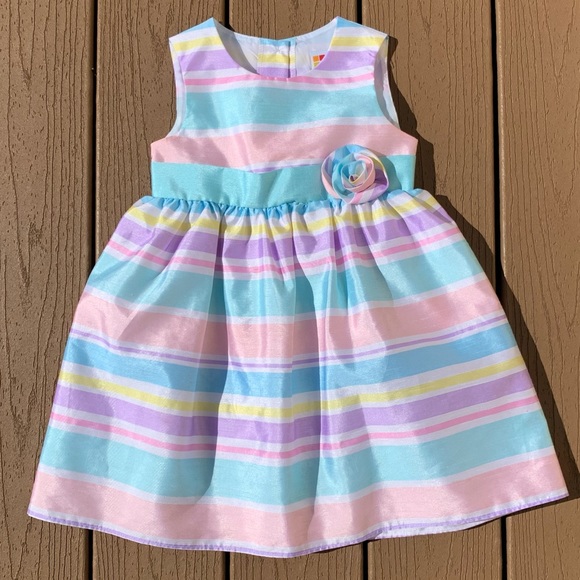 healthtex | Dresses | Healthtex Pastel Striped Dress Girls 4t Nwots ...